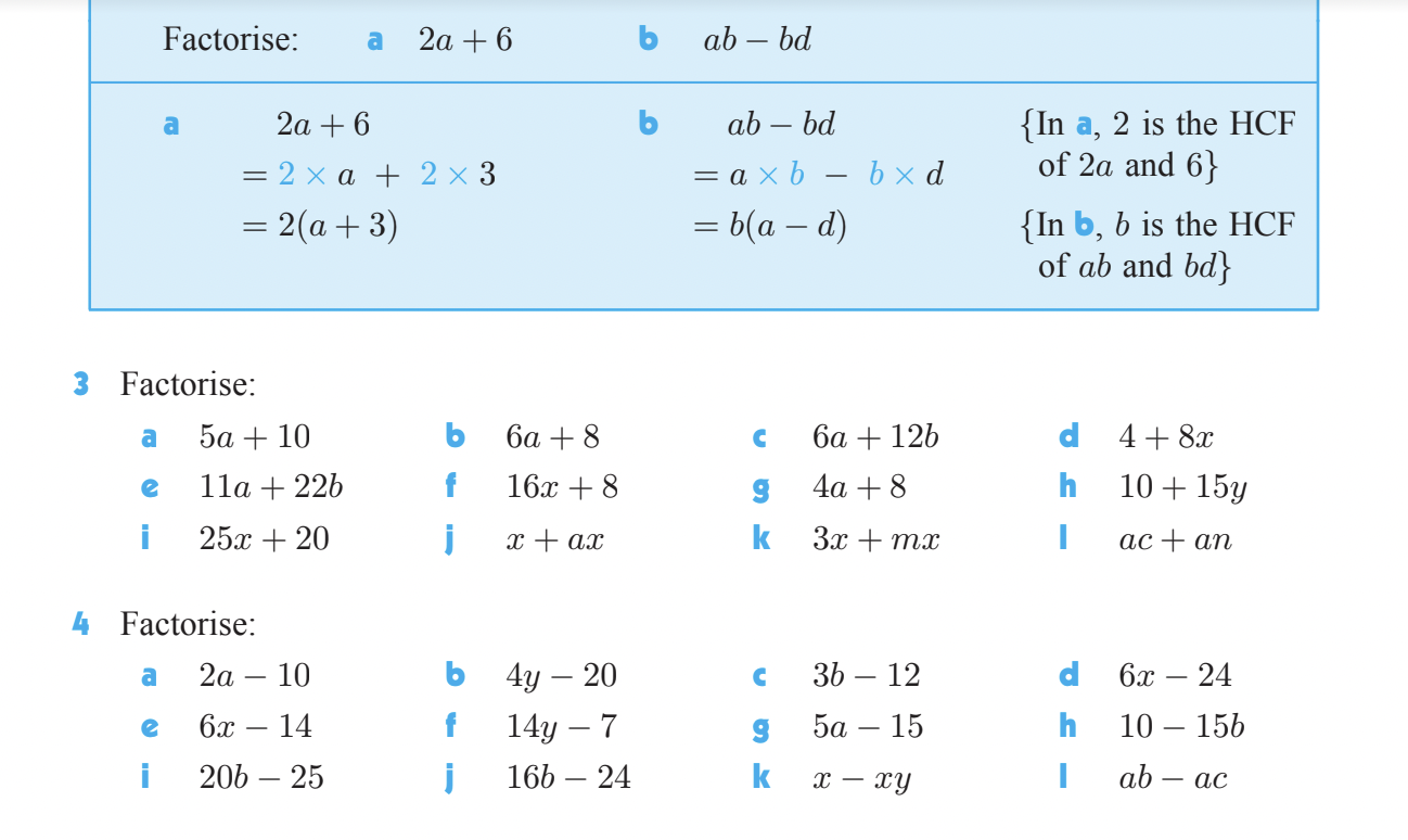 9C2MAT23: Factorising algebraic expressions | MHOL